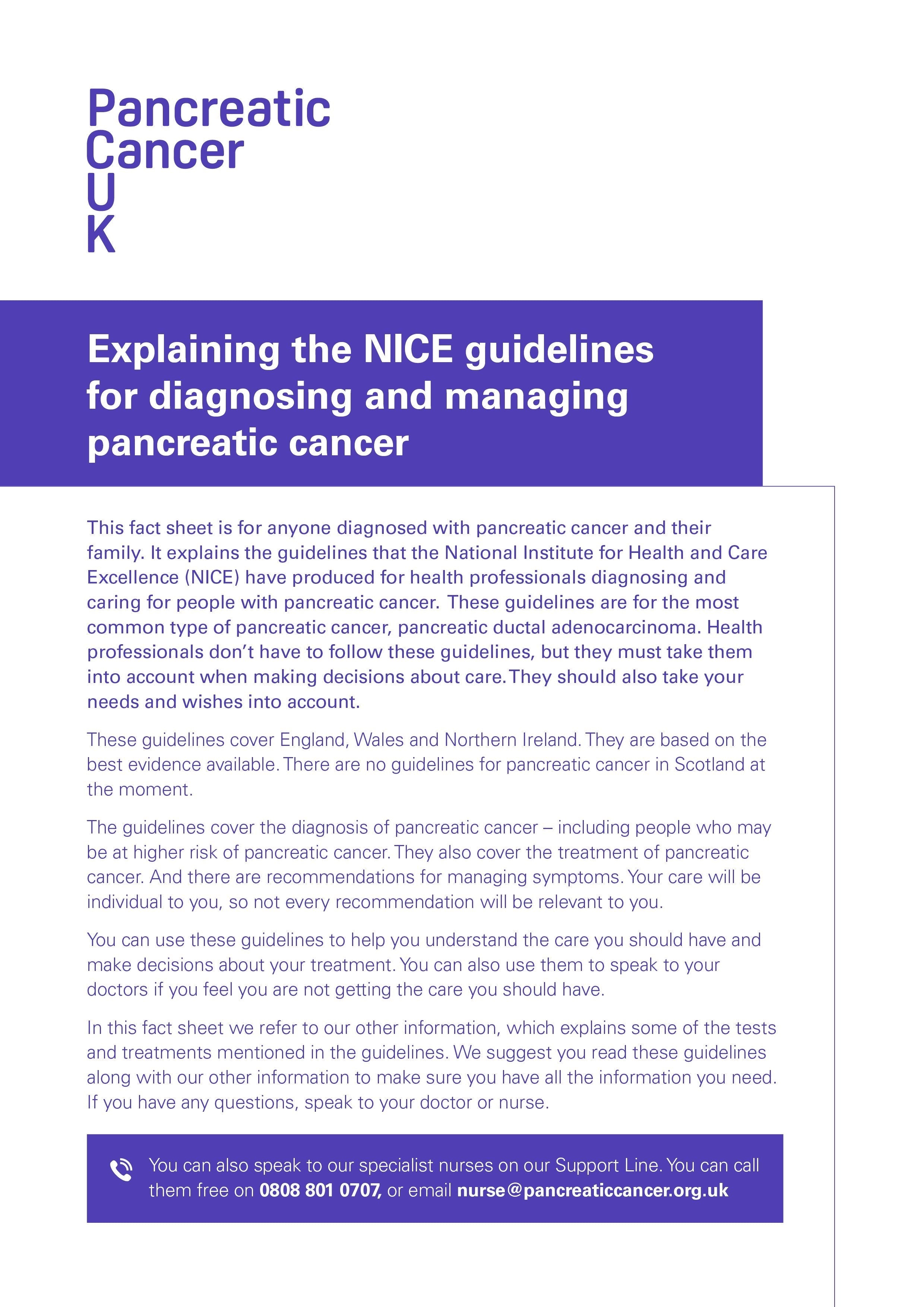 Explaining the NICE Guidelines for pancreatic cancer – Pancreatic Cancer UK